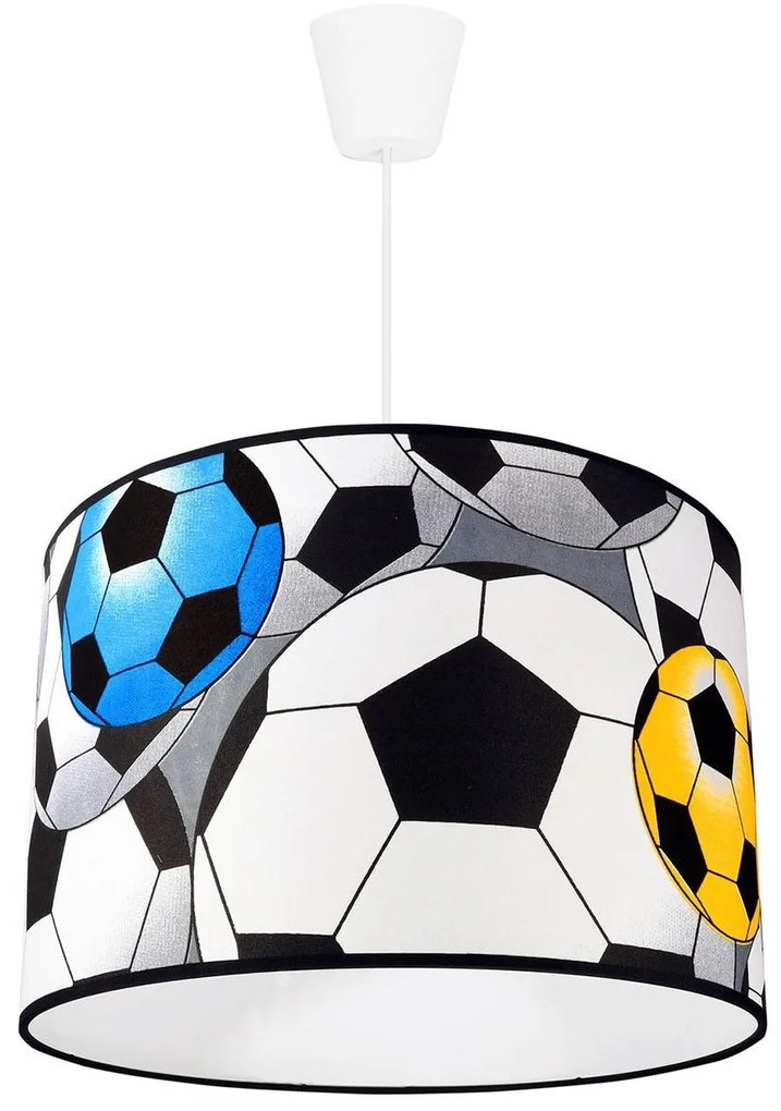 Dětské závěsné svítidlo Soccer, 1x textilní stínítko se vzorem, (výběr ze 3 barev konstrukce)