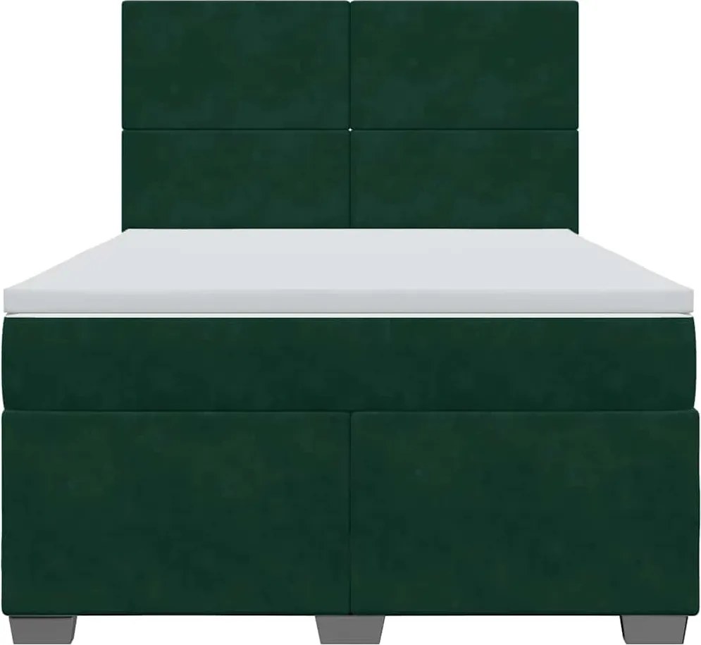 Box spring postel s matrací tmavě zelená 140x200 cm samet 3290927