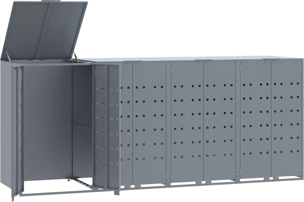 Box na 4 popelnice šedý 276 x 79 x 117 cm ocel 3279989