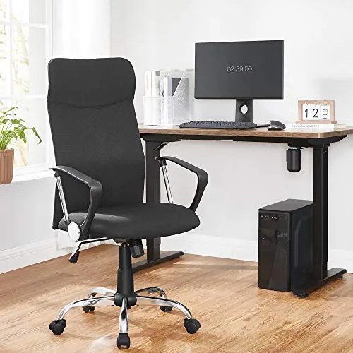 Songmics Ergonomická kancelářská židle, látková, černá OBN034B01