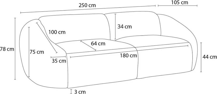 Taupe manšestrová pohovka 250 cm Tina – Bobochic Paris