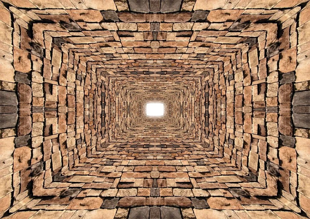 Fototapeta - Tunel 3D kamenů (152,5x104 cm)