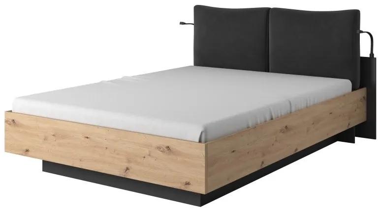 Čalouněná postel NEST 160 x 200 cm řemeslný dub/antracit
