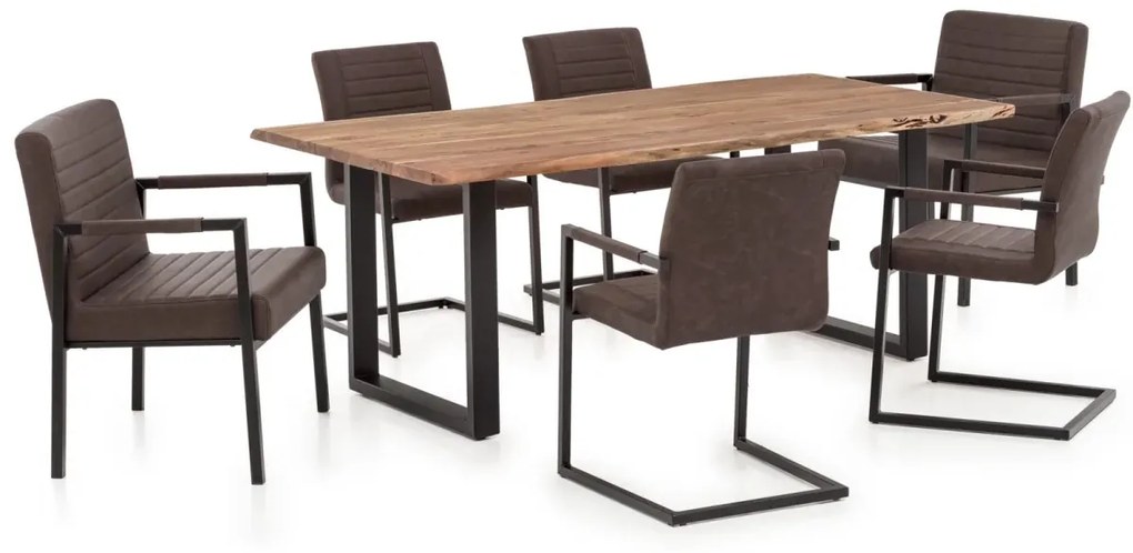 furniture-nabytek.cz - Masivní křeslo Weston z umělé kůže, hnědé – 78×61×89 cm