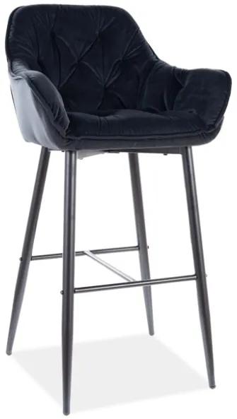 Barová čalouněná židle CHEERS velvet černá/černá