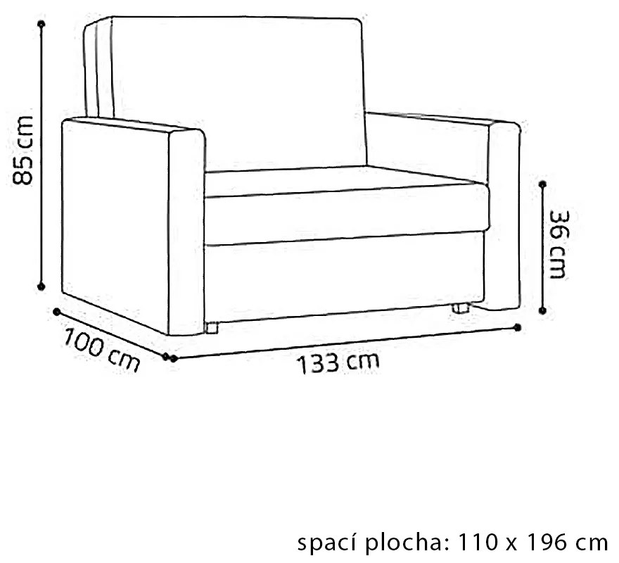 Pohovka VIVA II BIS | 133 cm | rozkládací + úložný prostor | VÝBĚR TKANIN