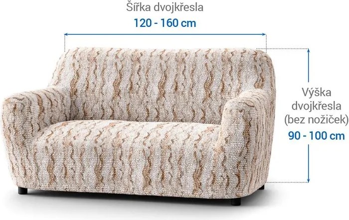 Bielastické potahy OCEANO NOVÉ béžové dvojkřeslo (š. 120 - 160 cm)