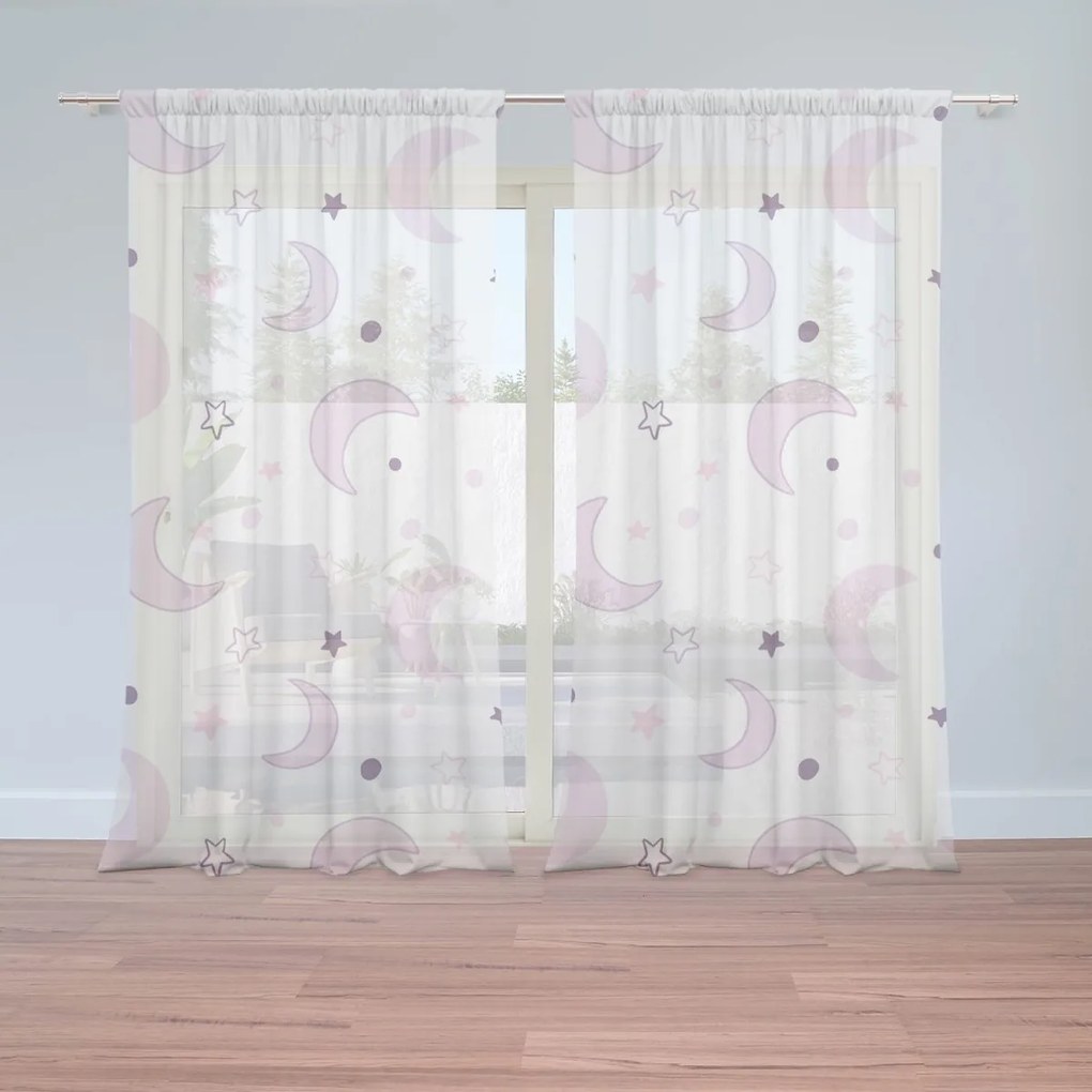 Sablio Záclony Fialové měsíčky: 2ks 150x250cm