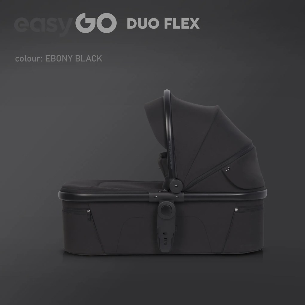 Sourozenecký kočárek EasyGo Duoflex Ebony Black, 2 sportovní části, 2 hluboké vaničky