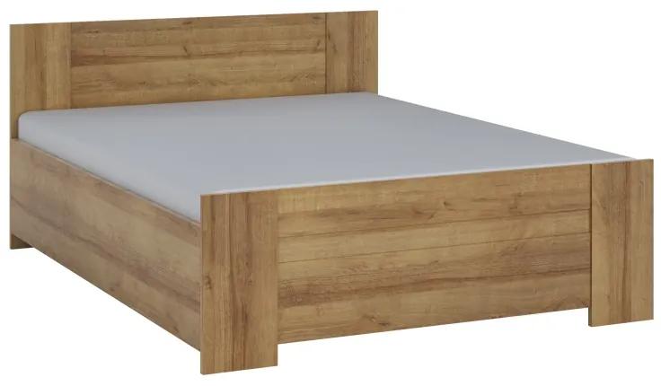 Expedo Manželská postel BONY + rošt, 160x200, dub zlatý + sendvičová matrace MORAVIA 16 cm
