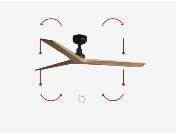 FARO 34283 -Stropní ventilátor KLIM M borovice/černá pr. 125 cm+dálkové ovládání