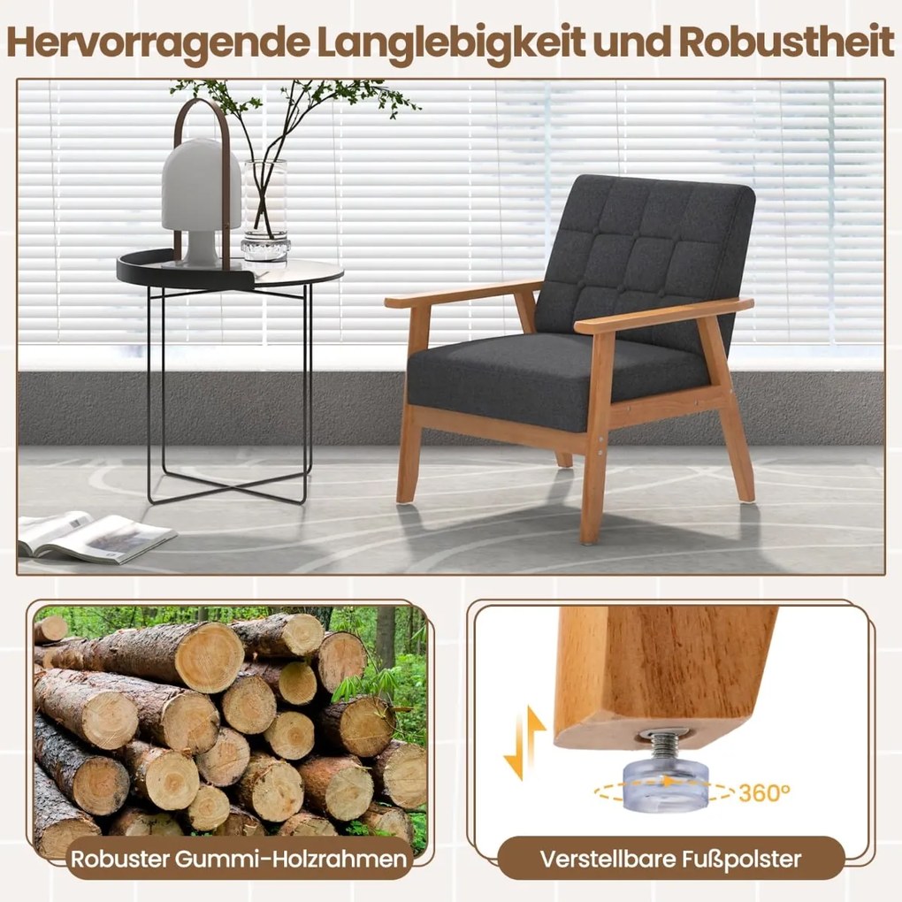 Costway Moderní akcentové křeslo s knoflíkovým prošíváním vyrobené z prodyšné