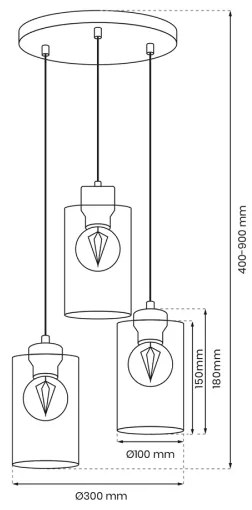 Lustr na lanku MADERA 3xE27/60W/230V bílá/dřevo