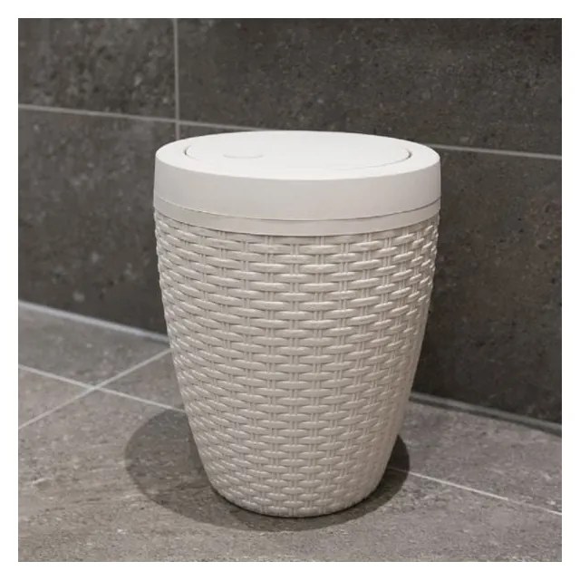 Krémový koupelnový koš Addis Rattan Bath Bin Calico, 5 l
