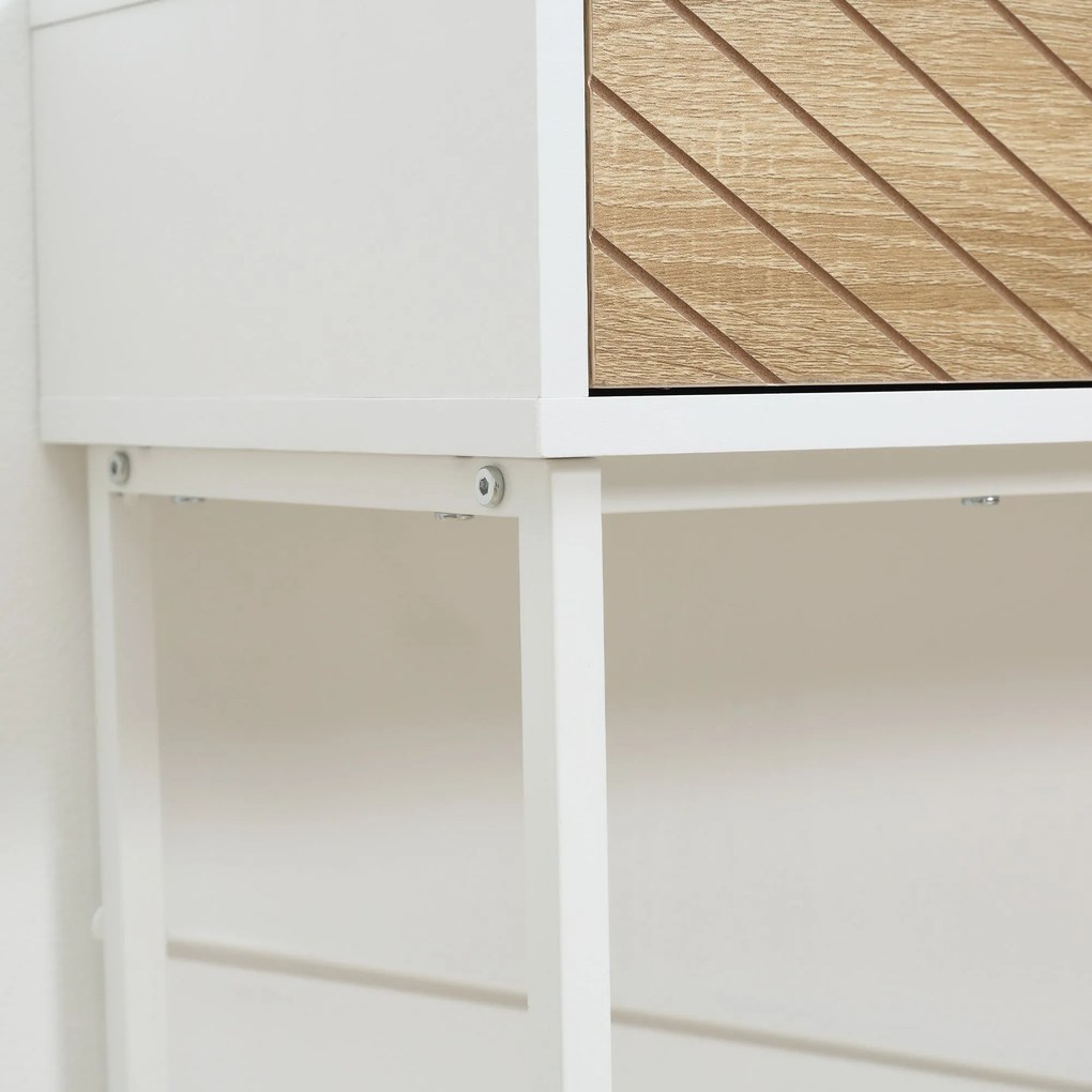 HOMCOM Úzký konzolový stolek do předsíně s 2 zásuvkami, design s vyřezávanými liniemi, moderní styl pro chodbu, obývací pokoj a ložnici 100x30x75 cm …