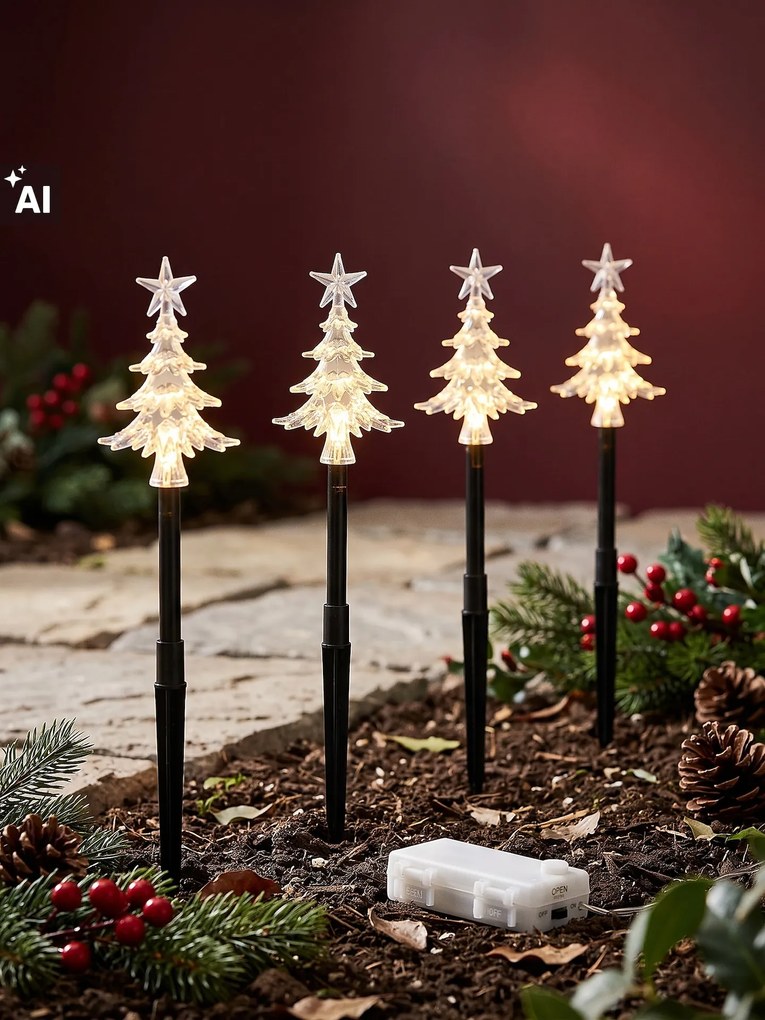 Sinsay - Vánoční LED zapichovací světla do země s motivem vánočních stromků - clear