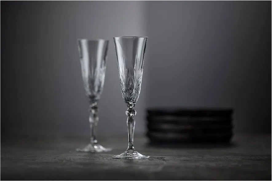 Křišťálové skleničky v sadě 4 ks na sekt 160 ml Melodia – Lyngby Glas