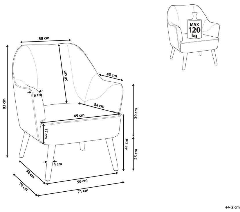 Čalouněné oválné křeslo šedé LOKEN Beliani