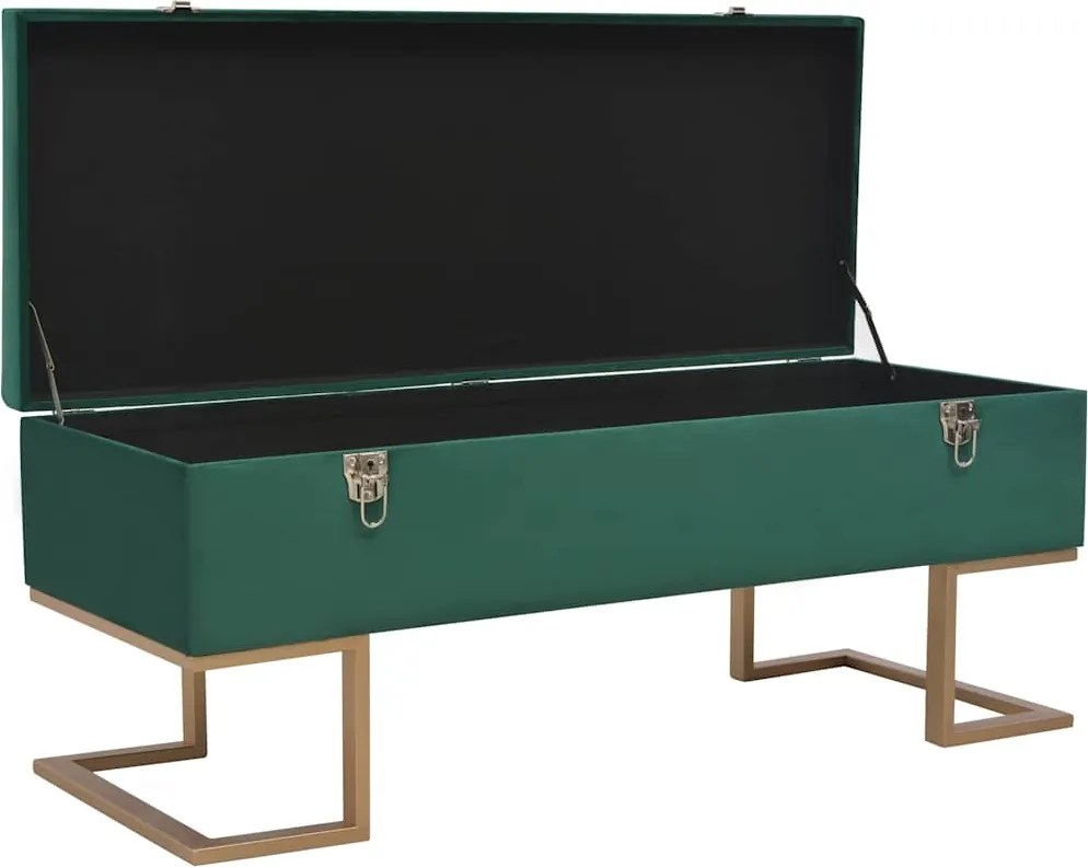 Lavice s úložným prostorem 105 cm zelená samet 247570