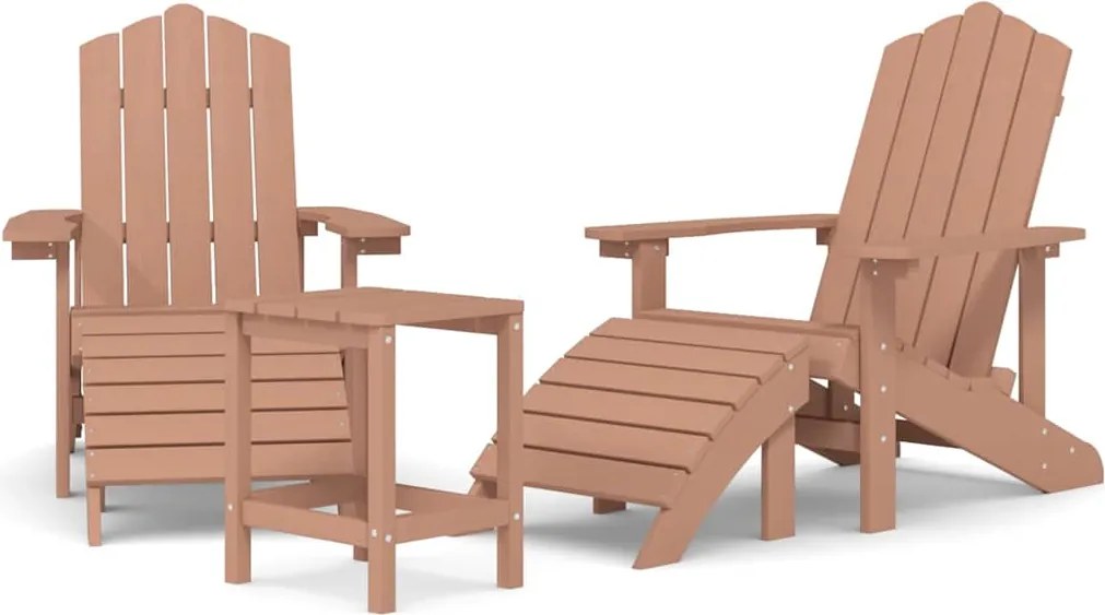 Zahradní křesla Adirondack s podnožkou a stolkem HDPE hnědá 3095714
