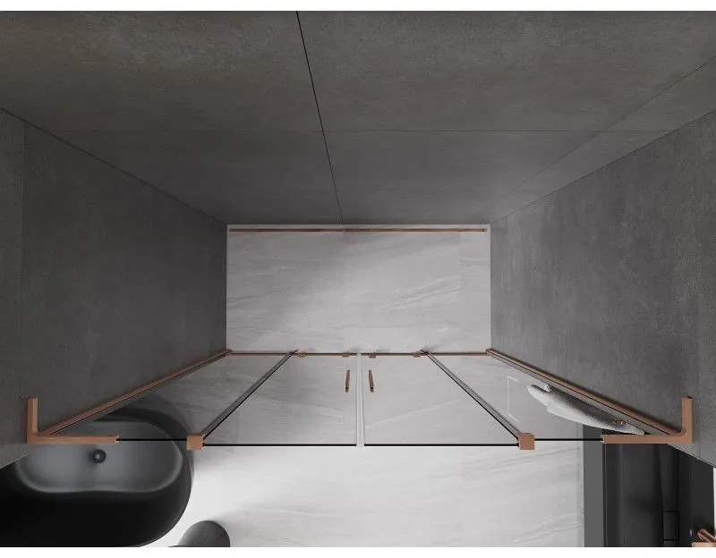 Mexen Velar L Duo, posuvné sprchové dveře do otvoru 170 cm, 8mm šedé sklo, měděná matná, 871-170-003-42-65
