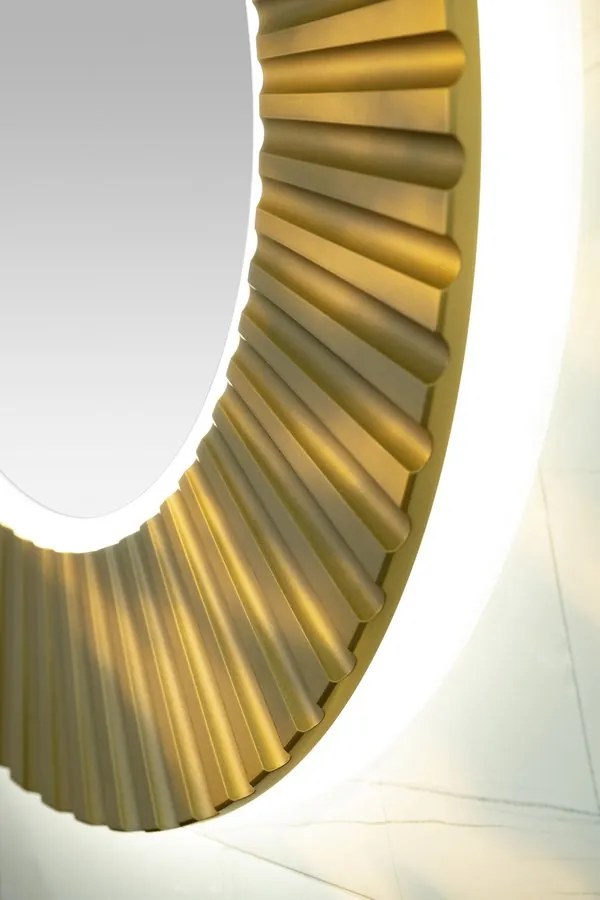 Sapho Sapho, PRIDE STRIP kulaté zrcadlo s LED osvětlením v rámu, průměr 75cm, zlato, PD750