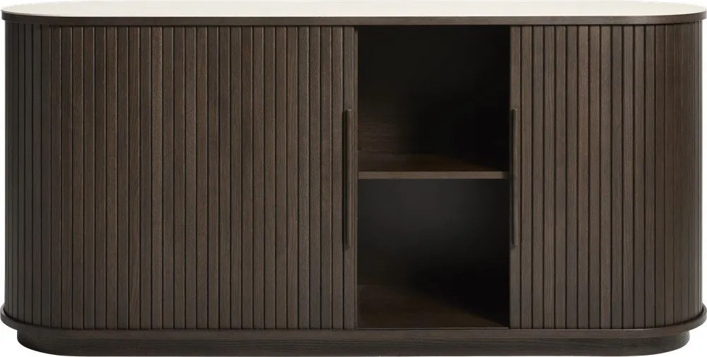 Komoda s keramickou deskou s posuvnými dveřmi v tmavě přírodní barvě 165x76x45 cm Enna – Unique Furniture