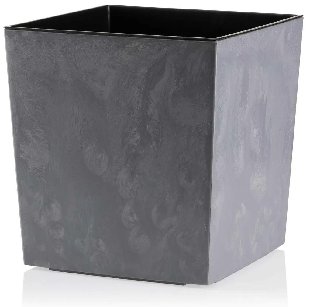 PLASTOVÝ KVĚTINÁČ FLORE 25X25 CM IMITACE BETONU ŠEDÁ