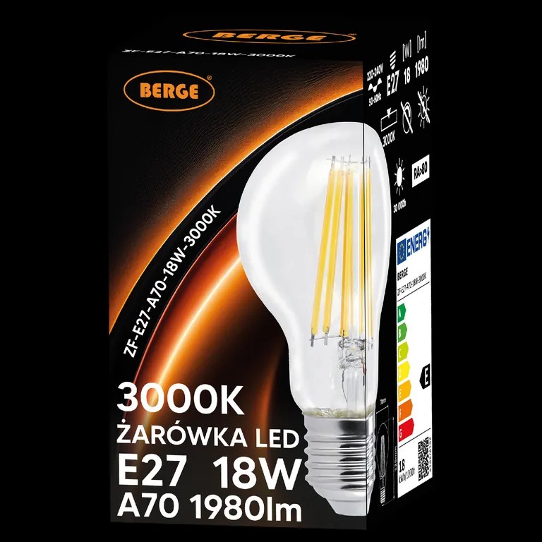 BERGE SADA 6x LED žárovka E27 18W 1980lm 3000K - teplá bílá