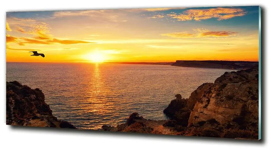 Wallmuralia Fotoobraz na skle Západ slunce moře 125x50 cm