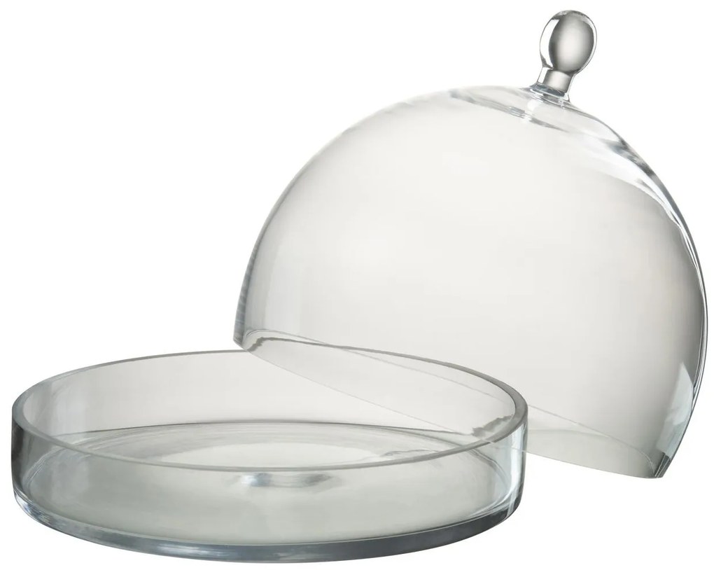 Transparentní skleněný podnos s poklopem Bell Jar L - Ø 22*25 cm