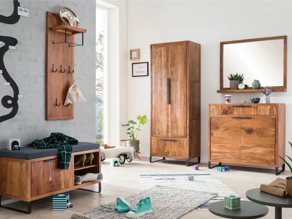 furniture-nabytek.cz - Masivní šatní panel Sidora light z akáciového dřeva, lakovaný, hnědý