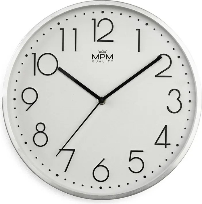 Kovové hodiny bílé MPM Metallic Elegance ∅ 300 x 40 mm