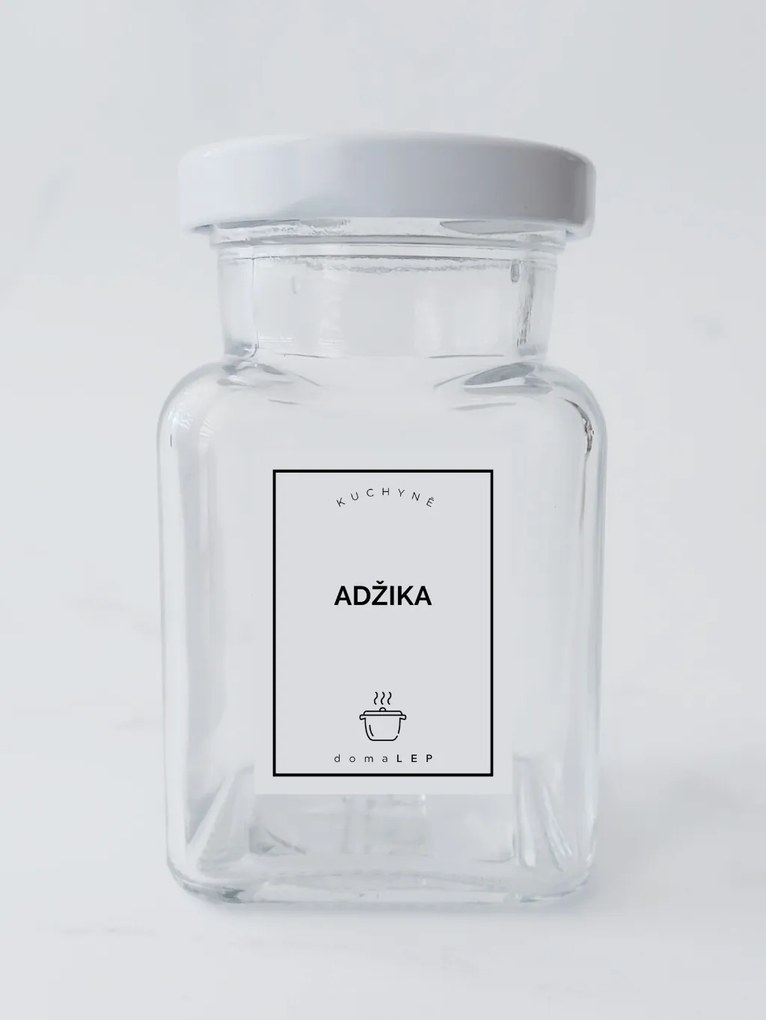 Samolepka na kořenky ADŽIKA průhledná 3 × 4 cm tučné písmo