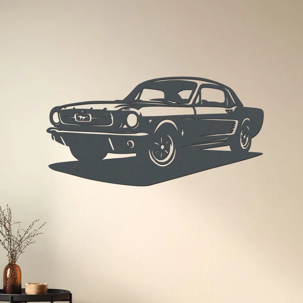 dřevo života Dřevěný obraz Ford Mustang Zvolte rozměr (cm): 60x30, Zvolte barvu dekoru: Černá