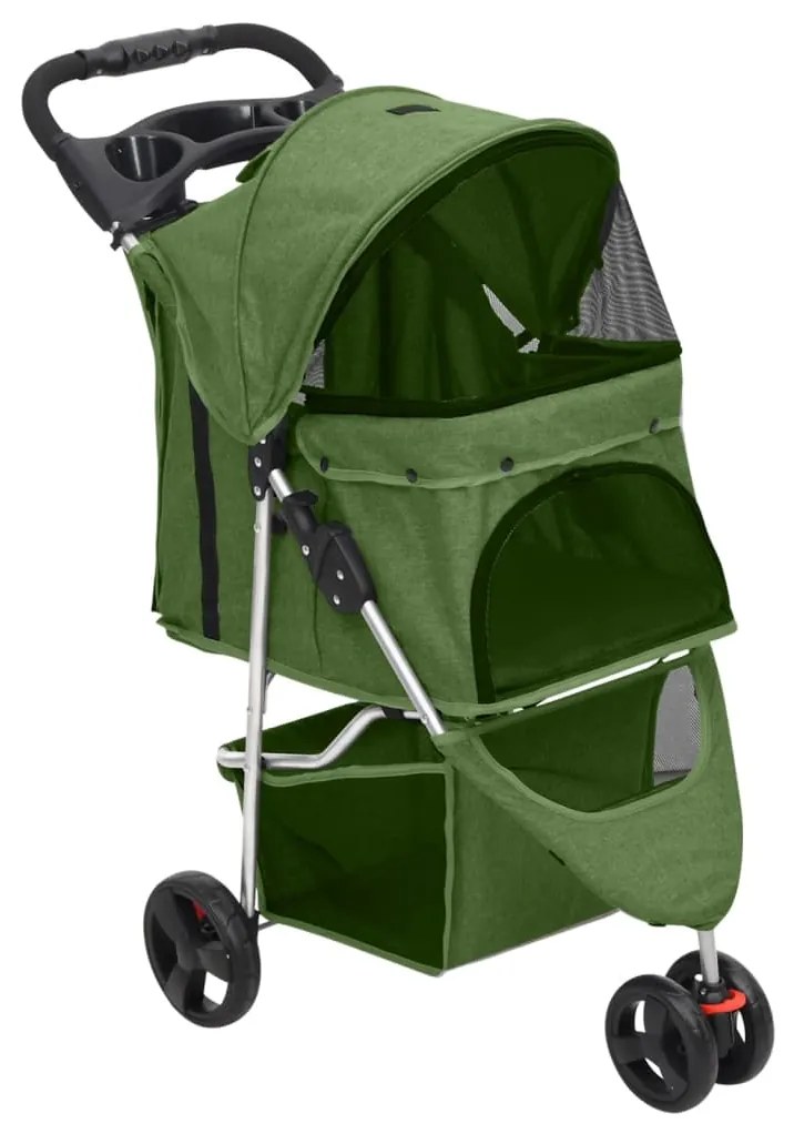 Skládací kočárek pro psa zelený 80x46x98 cm oxfordská tkanina 172198