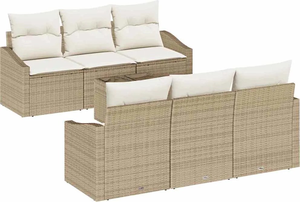 Set pohovek 7 ks Béžová a krémová polyratan 3355280