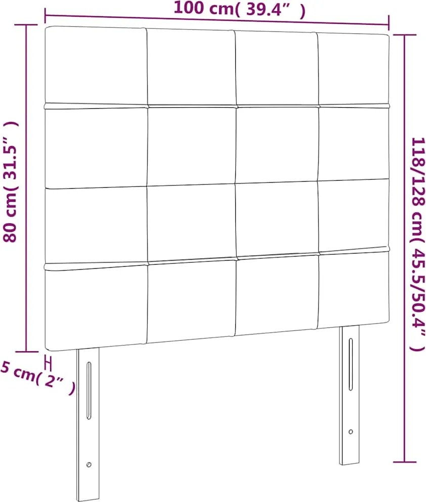 Čelo postele s LED krémové 100x5x118/128 cm textil 3122419