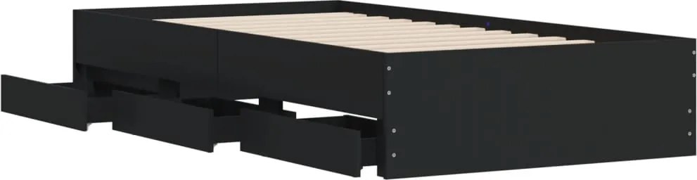 Rám postele se zásuvkami černý 100 x 200 cm kompozitní dřevo 3207288