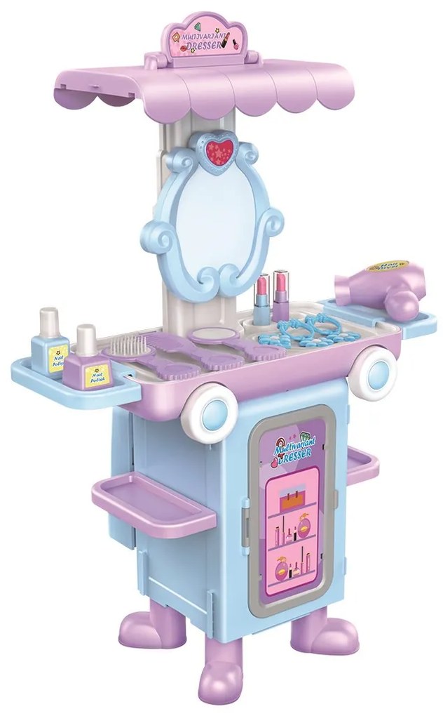 Dětský rozkládací kosmetický stoleček autobus Bayo + příslušenství Růžová