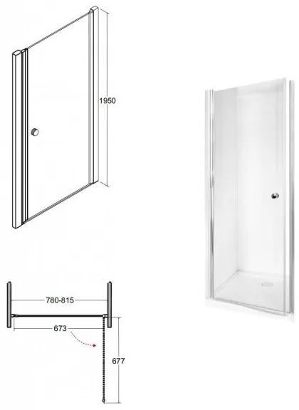 BESCO Bezrámové sprchové dveře SINCO BARVA rámu - Chrom/Leštěný hliník (ALU), Rozměr A - 90 cm, Rozměr C - 195 cm, Směr zavírání - Univerzální Levé / Pravé, Výplň - Čiré bezpečnostní sklo - 6 mm - BCSIN90