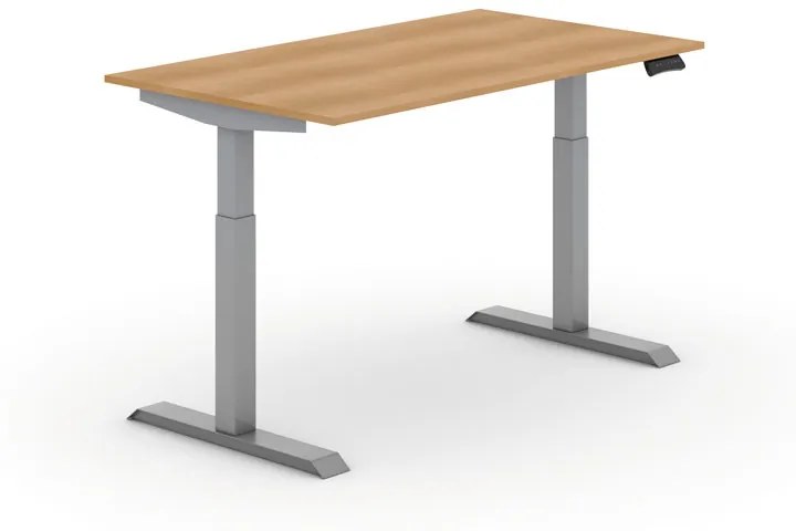 B2B Partner Výškově nastavitelný stůl PRIMO ADAPT, elektrický, 1400x800x735-1235 mm, buk, šedá podnož