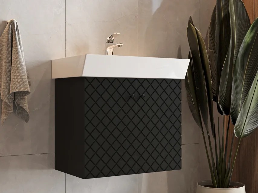 Kingsbath / Lavedo Tessera Black 50 koupelnová skříňka s umyvadlem