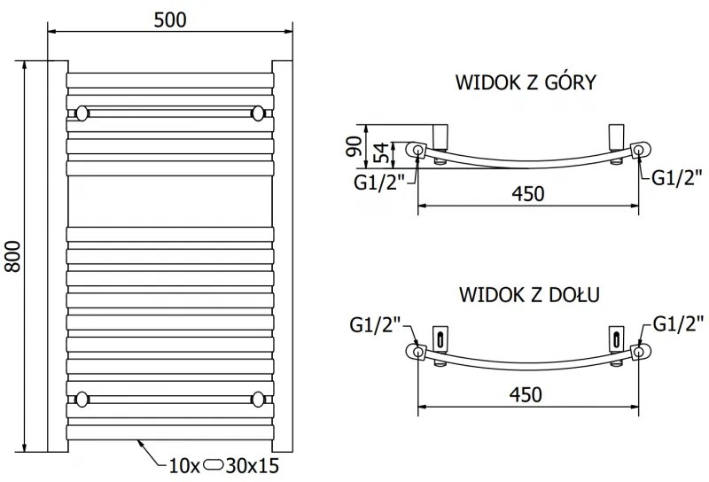 Mexen Helios, elektrické topné těleso 800x500 mm + topná tyč 300 W, chromová, W103-0800-500-2300-01