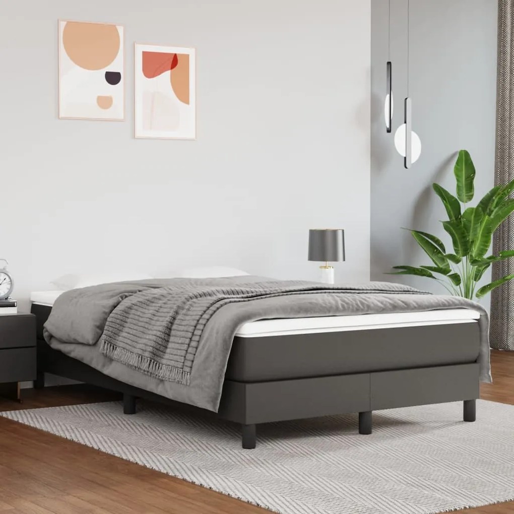Rám postele s boxspringem šedý 120 x 200 cm umělá kůže 3120692