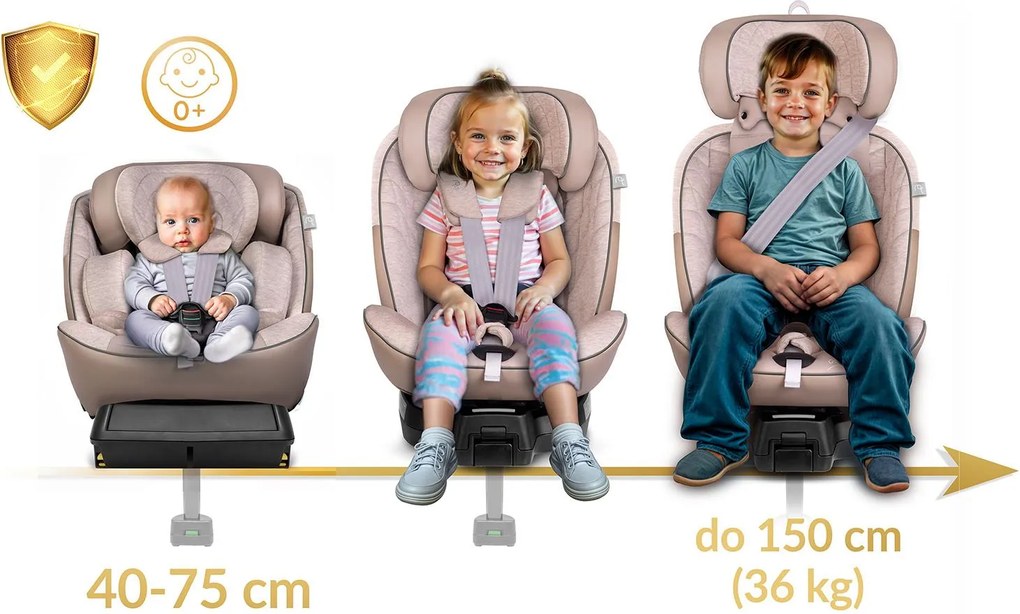 Autosedačka Aero Line, ISOFIX,0-36 kg, béžová | Nukido