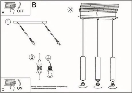 Závěsná lampa SOLLUX LAGOS 3 leštěné zlato GU10 3x10W bez žárovky SL.1201