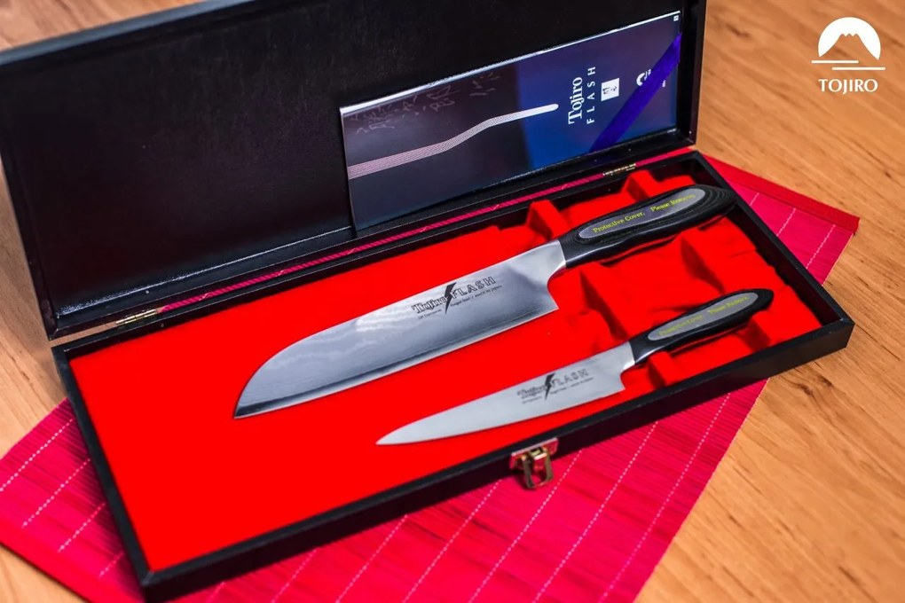 TOJIRO Flash dárková sada japonských kuchařských nožů z damascénské oceli 2 ks (FF-GIFTSET-C)
