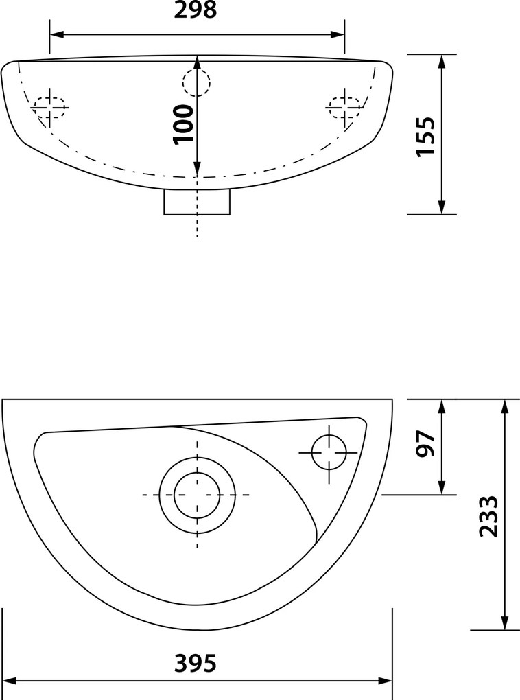 Aqualine Aqualine, OVAL keramické umyvadlo 23x39cm, TP040