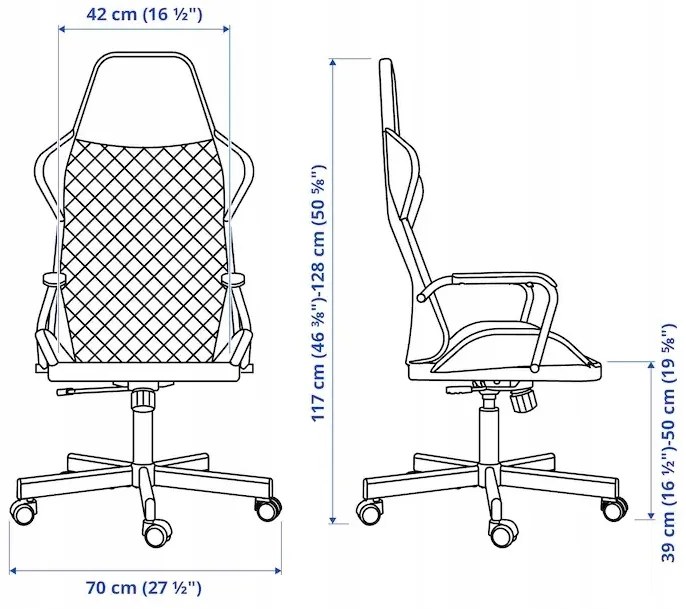 IKEA UTESPELARE Kancelářská herní židle Bomstad černá otočná židle